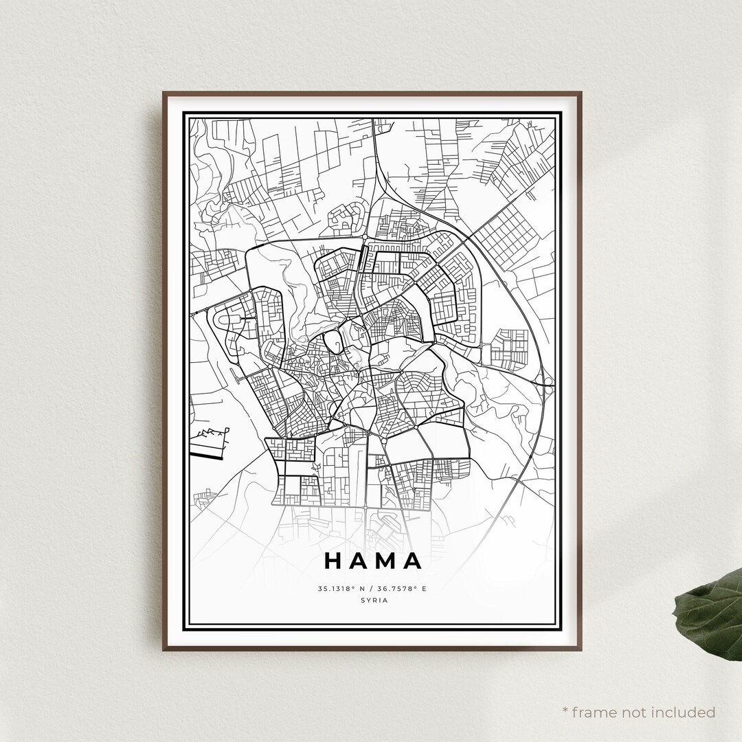 Hama Map Print, Hama Street Map Poster, syria, Modern Minimalist Map ...