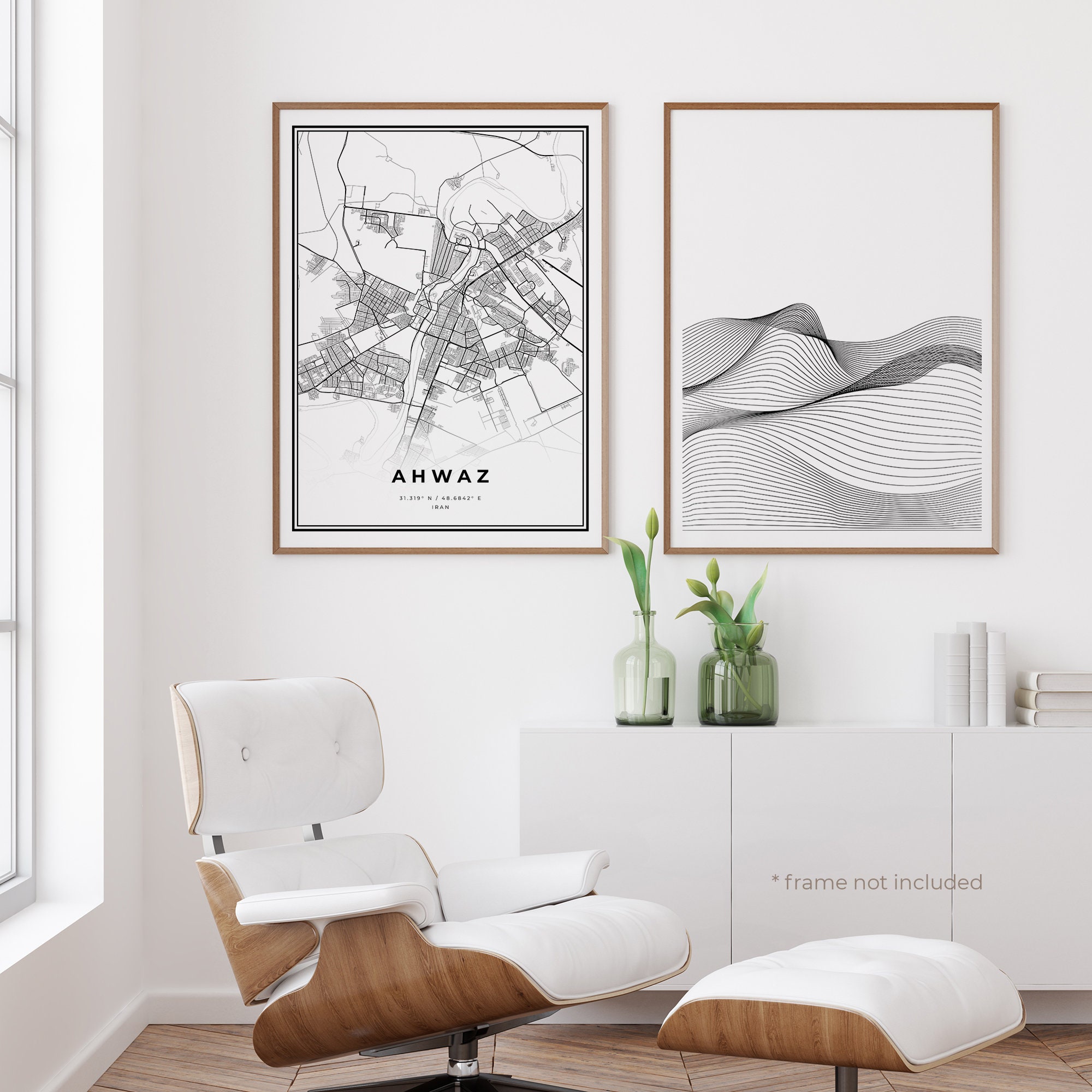 Ahwaz Map Print, Ahwaz Street Map Poster, iran, Modern Minimalist Map ...