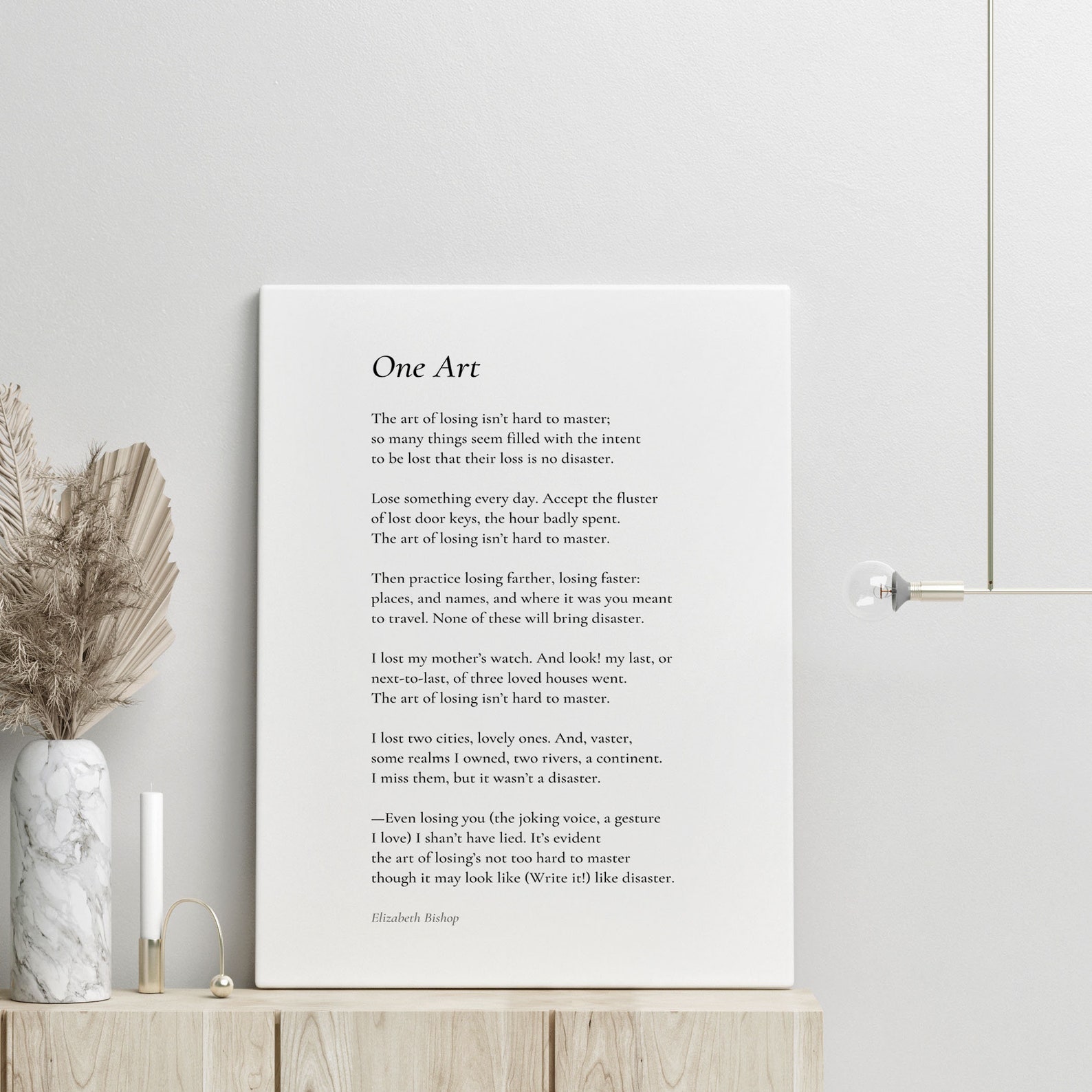One Art de Elizabeth Bishop Poem Canvas Print Poetry Print - Etsy France