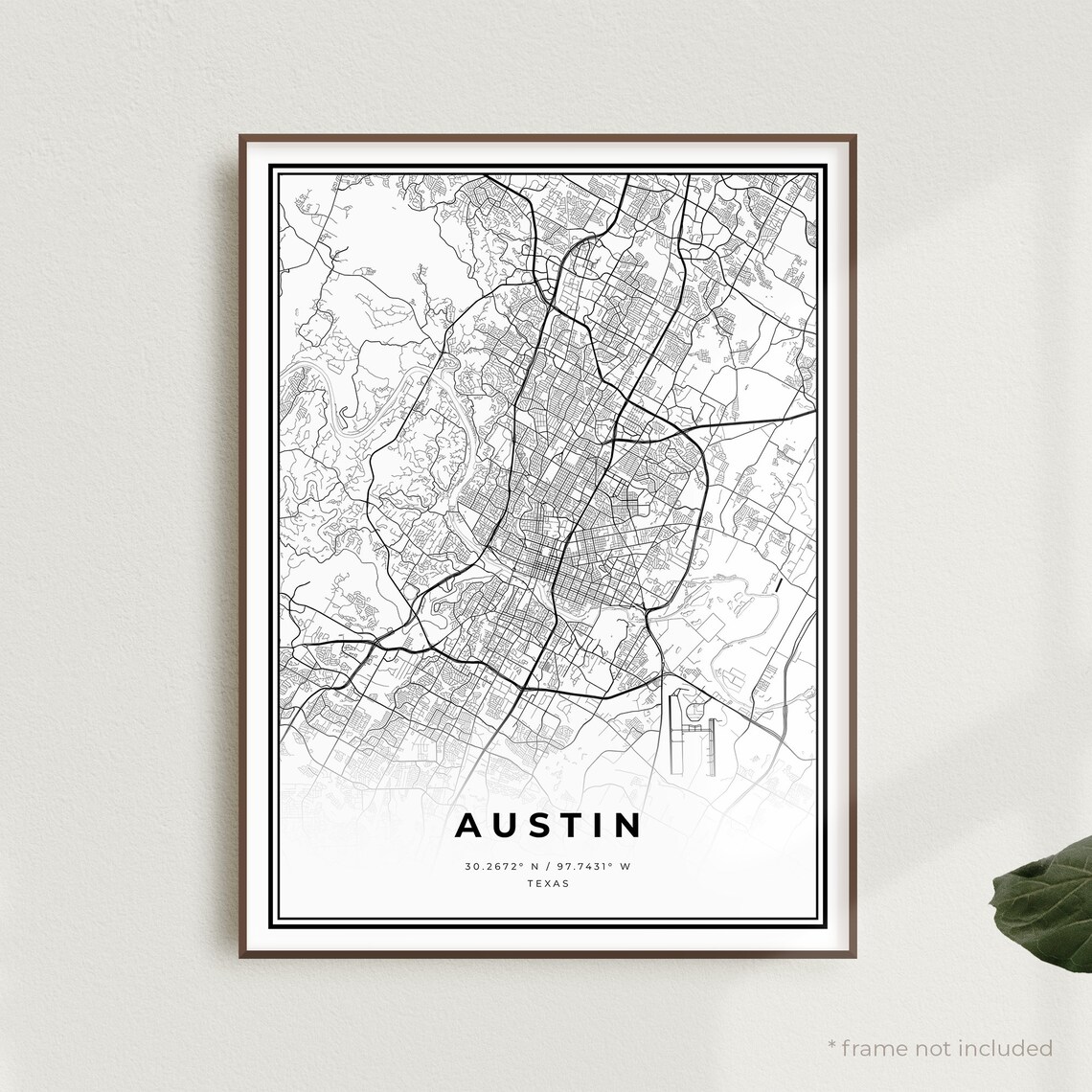 Austin Map Print Austin Street Map Poster Texas Modern | Etsy