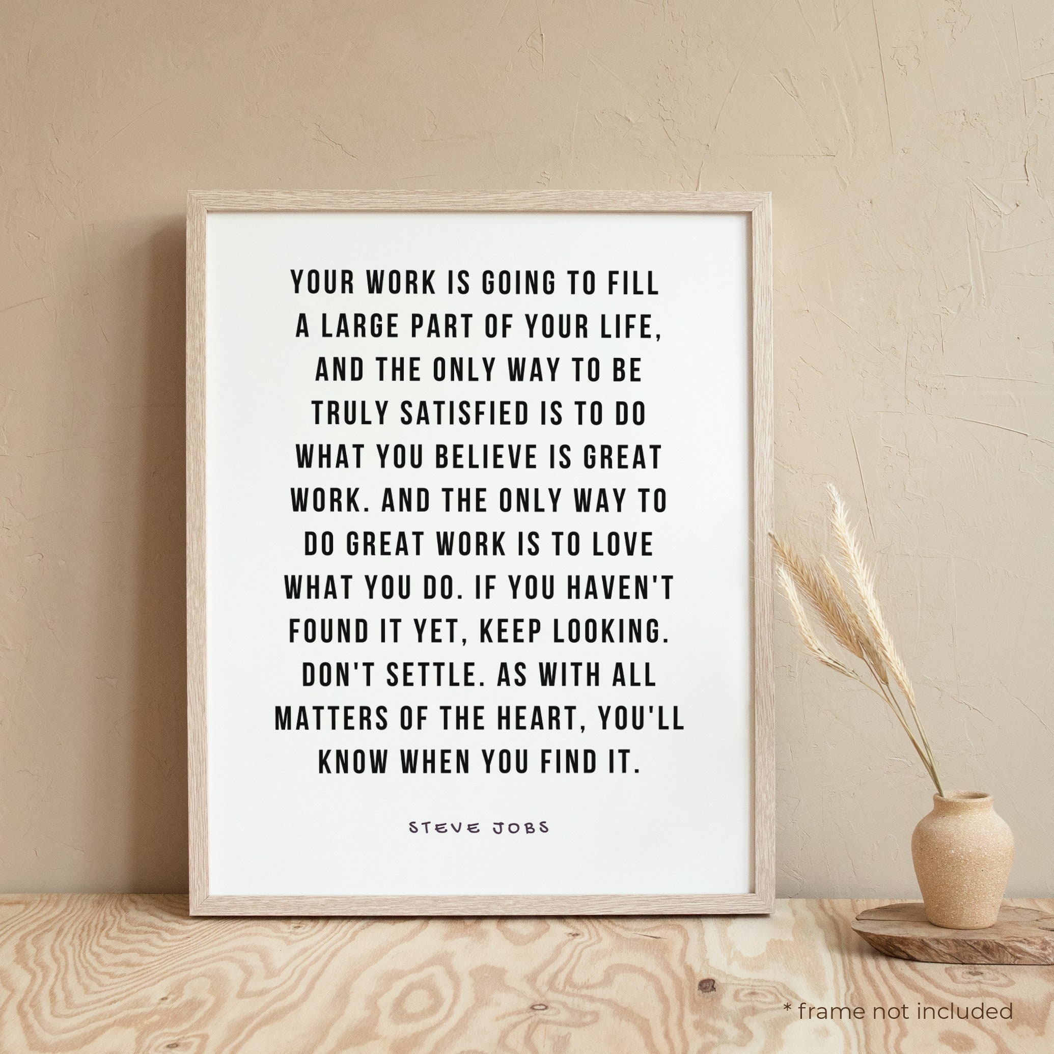 Steve Jobs Your Work is Quote Print Productivity Quote Print - Etsy