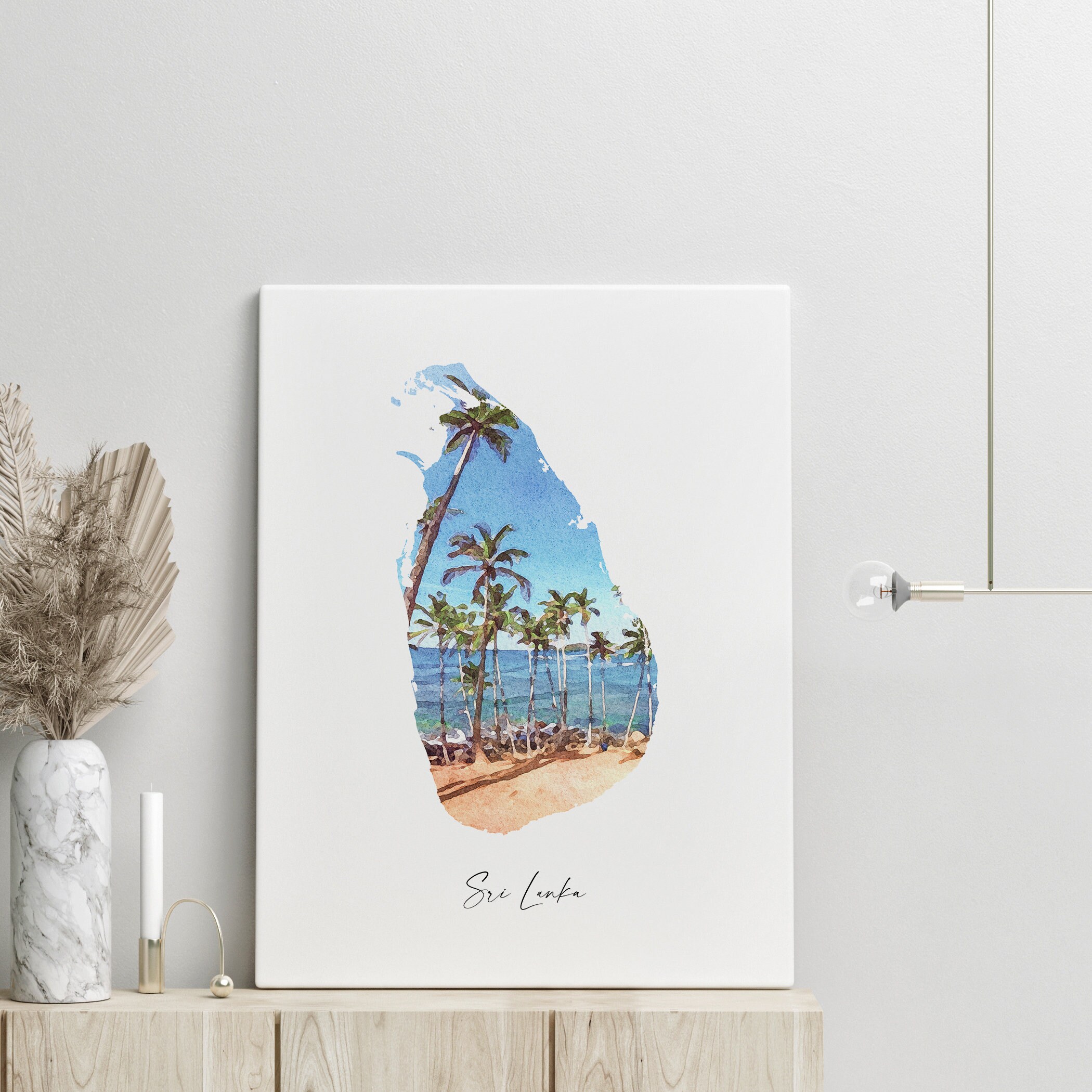 Sri Lanka Watercolor Map Canvas Print Sri Lanka Art Print - Etsy