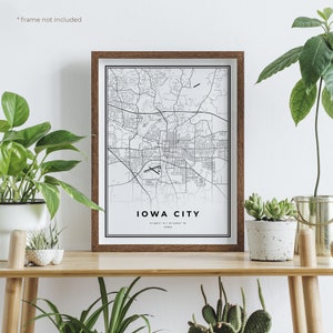 Iowa City Map Print, Iowa City Street Map Poster, Iowa, Modern ...