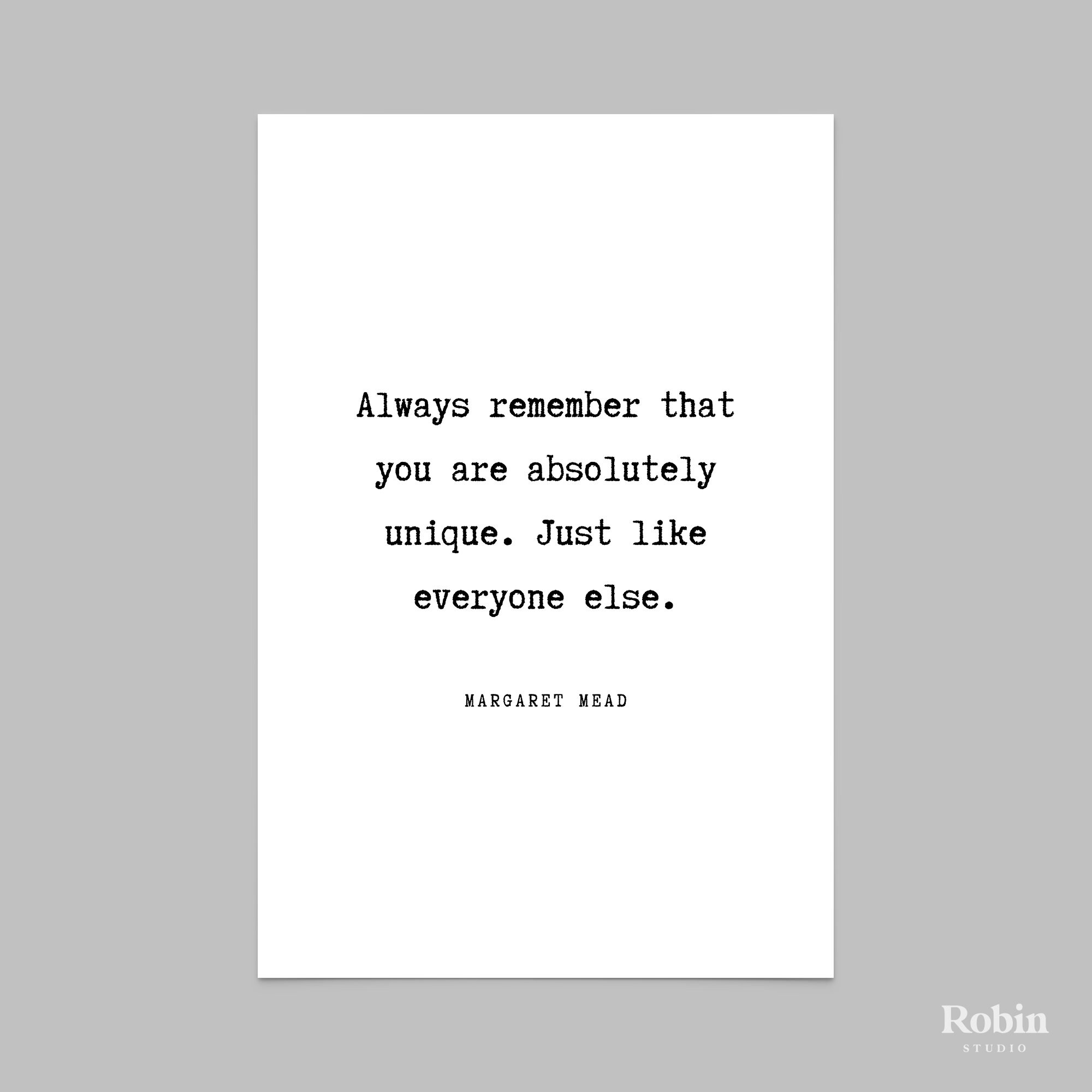 Margaret Mead Always Remember That You Quote Print Famous | Etsy