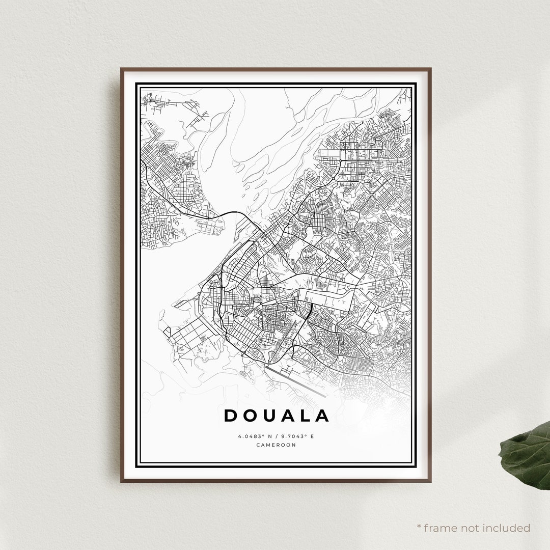 Douala Map Print, Douala Street Map Poster, cameroon, Modern Minimalist ...