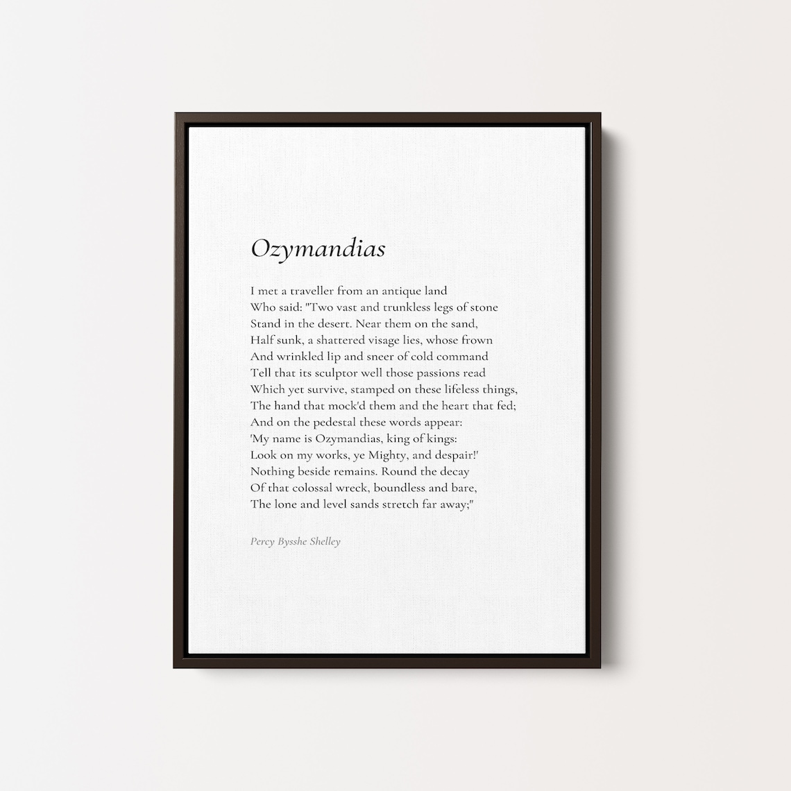 Ozymandias by Percy Bysshe Shelley Poem Framed Print Framed - Etsy