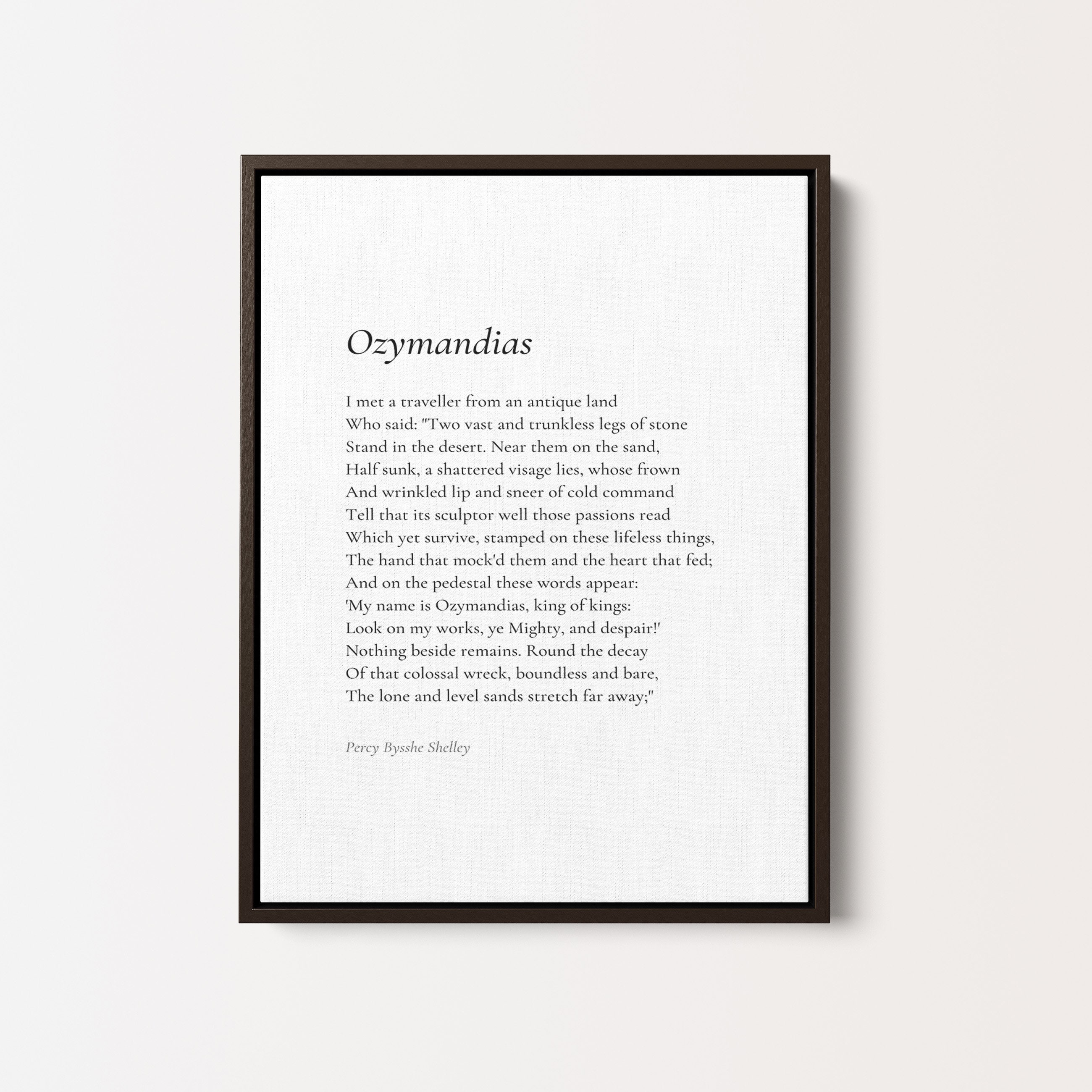 Ozymandias by Percy Bysshe Shelley Poem Framed Print Framed | Etsy