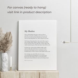 My Shadow by Robert Louis Stevenson Poem Print - Poetry Print Gift ...