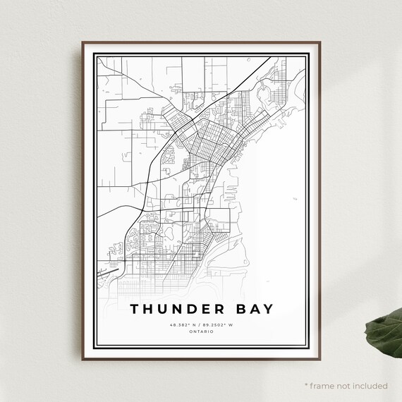 Thunder Bay Map Print Thunder Bay Street Map Poster Canada | Etsy