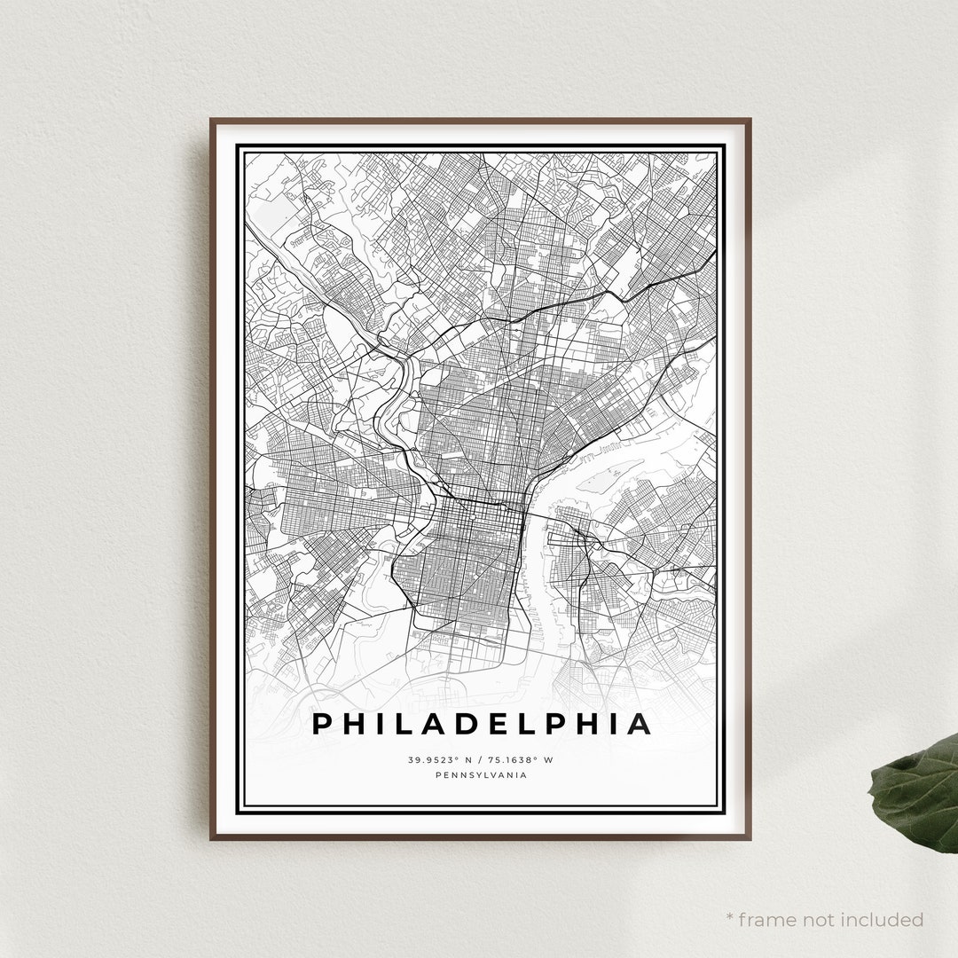 Philadelphia Map Print, Philadelphia Street Map, Pennsylvania, Modern ...