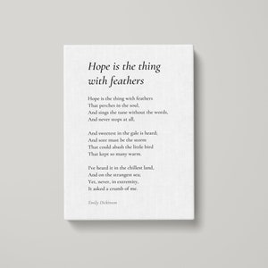 Hope is the Thing by Emily Dickinson Poem Canvas Print - Poetry Print ...