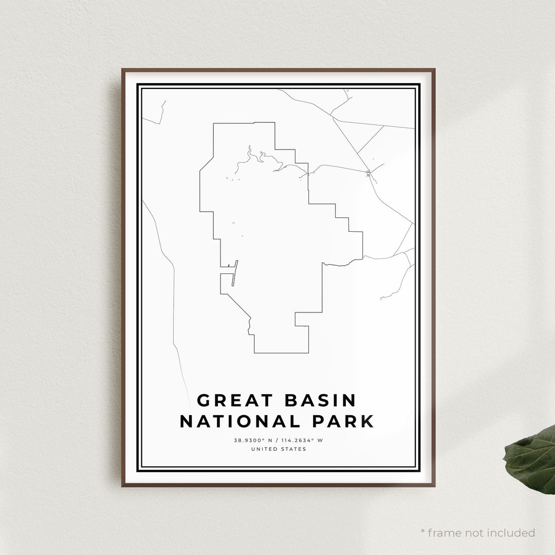 Great Basin National Park Map Print, United States, Modern Minimalist ...