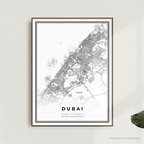 Dubai Map Print Dubai Street Map Posterunited Arab | Etsy