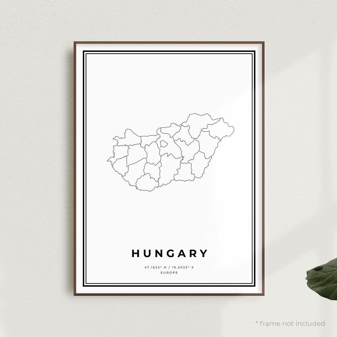 Hungary Map Print, Hungary Street Map Poster, Europe, Modern Minimalist ...