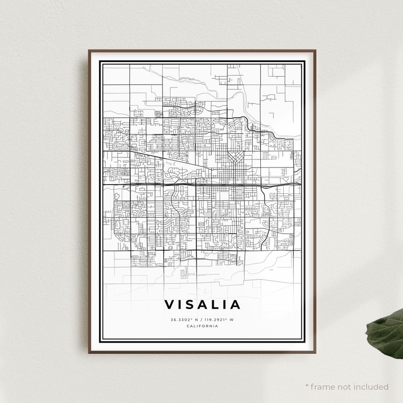 Visalia Map Print Visalia Street Map Poster California | Etsy