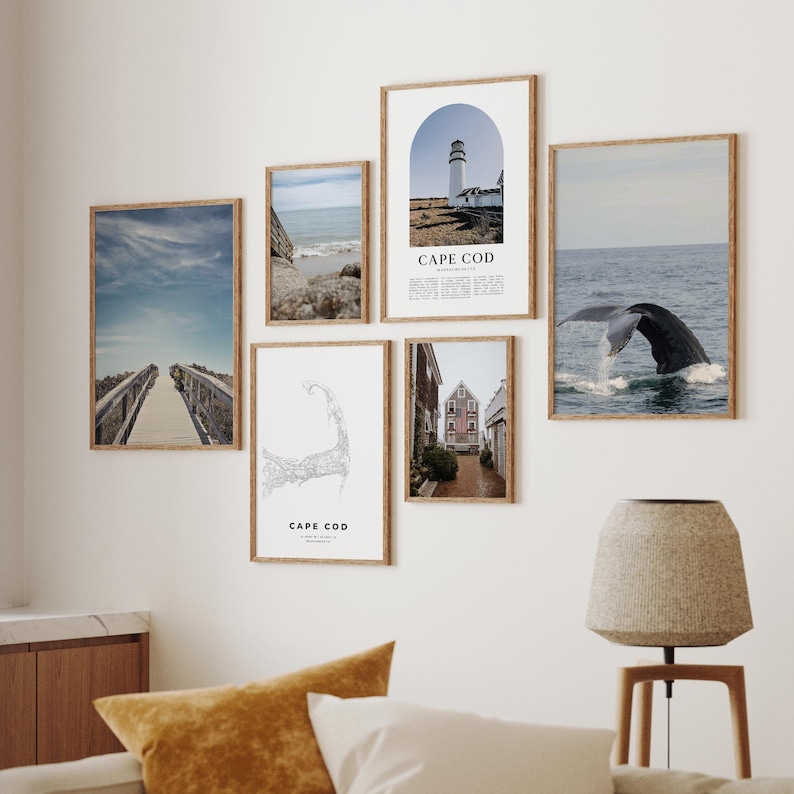 Cape Cod Wall Art Set of 6, Massachusetts Travel Prints, City Map and ...