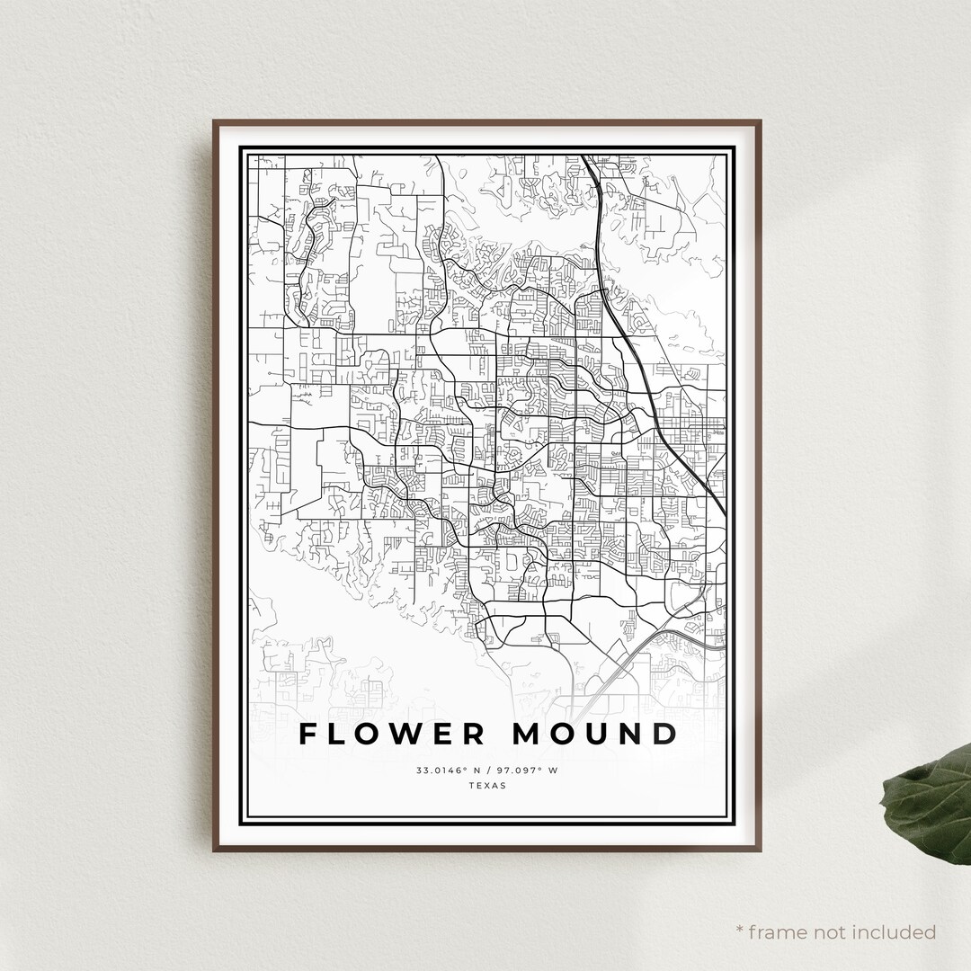 Flower Mound Map Print, Flower Mound Street Map Poster, Texas, Modern ...