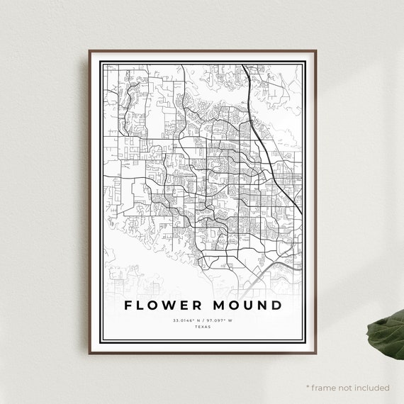 Flower Mound Map Print Flower Mound Street Map Poster Texas | Etsy