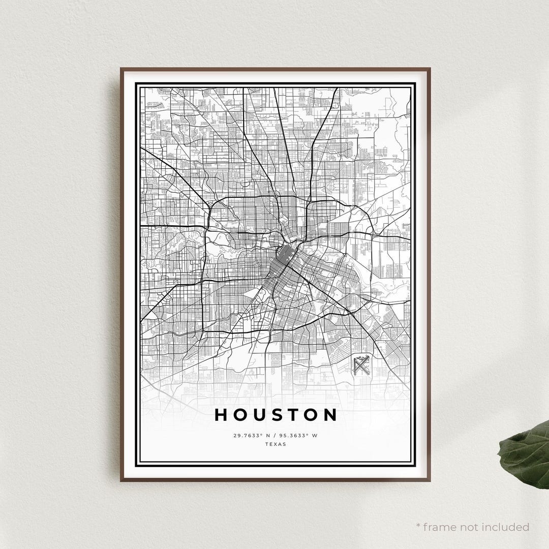 Houston Map Print, Houston Street Map Poster, Texas, Modern Minimalist ...
