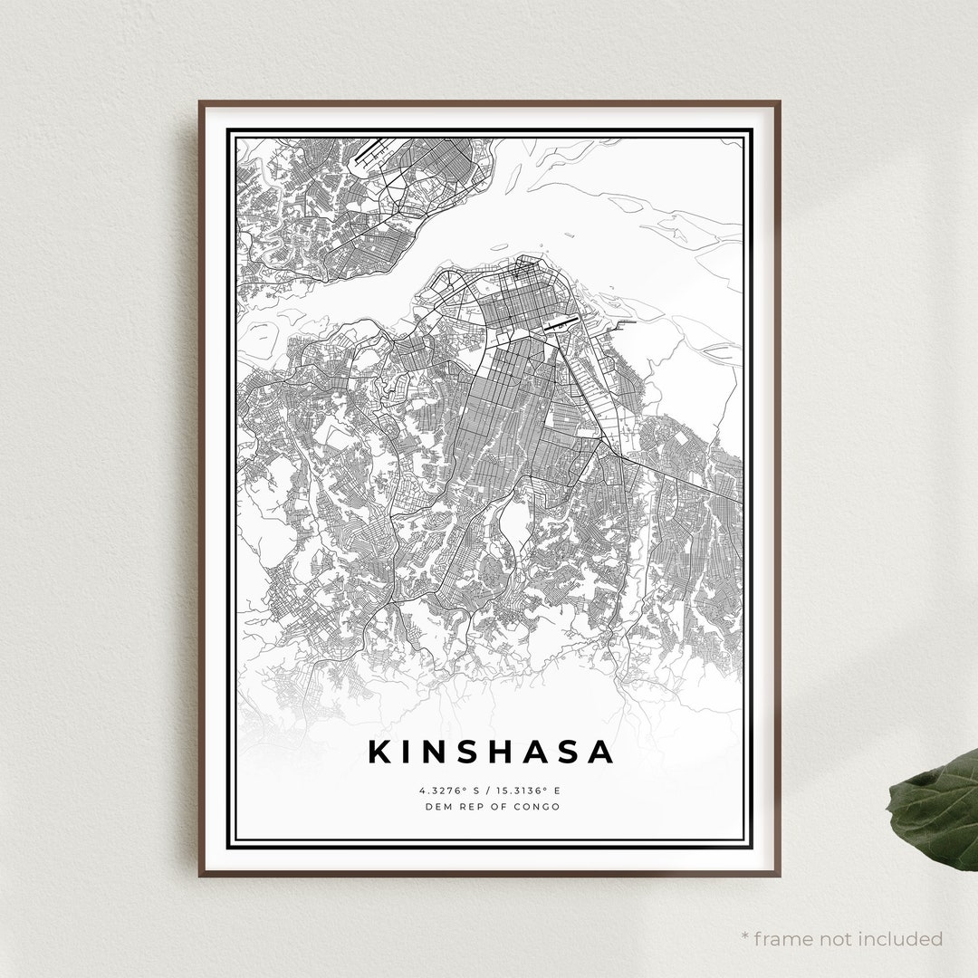 Kinshasa Map Print, Kinshasa Street Map Poster, Dem Rep of Congo ...