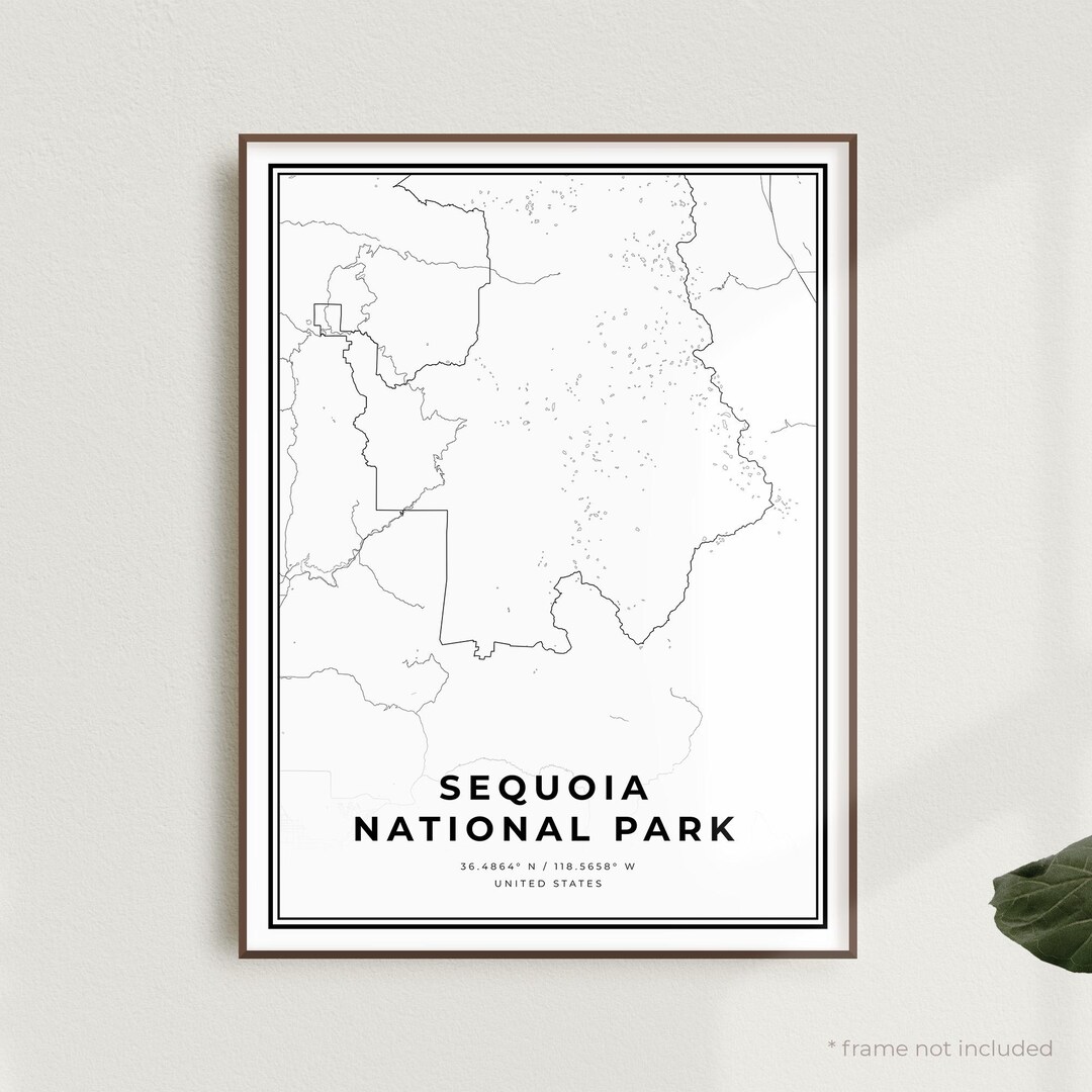 Sequoia National Park Map Print, United States, Modern Minimalist Map ...