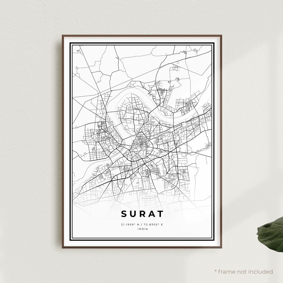 Surat Map Print Surat Street Map Posterindia Modern - Etsy