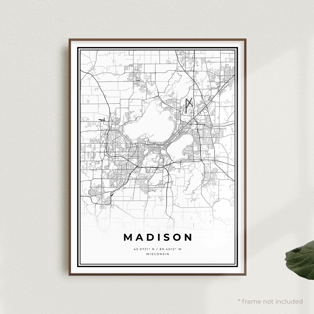 Madison Map Print, Madison Street Map Poster, Wisconsin, Modern ...