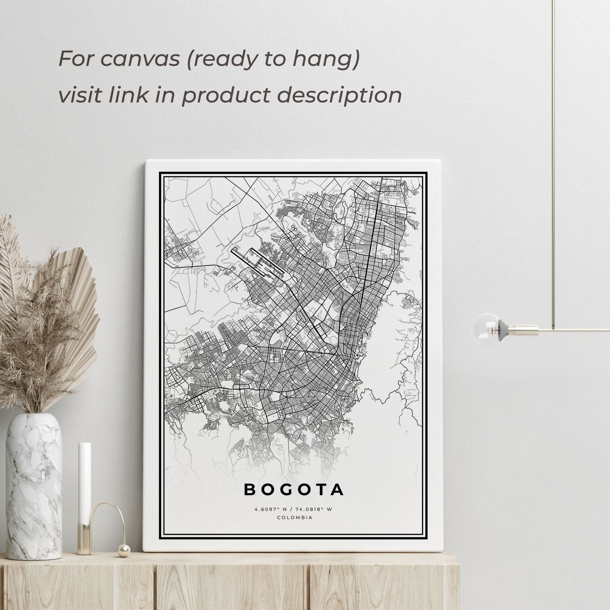Bogota Map Print Bogota Street Map Postercolombia Modern | Etsy