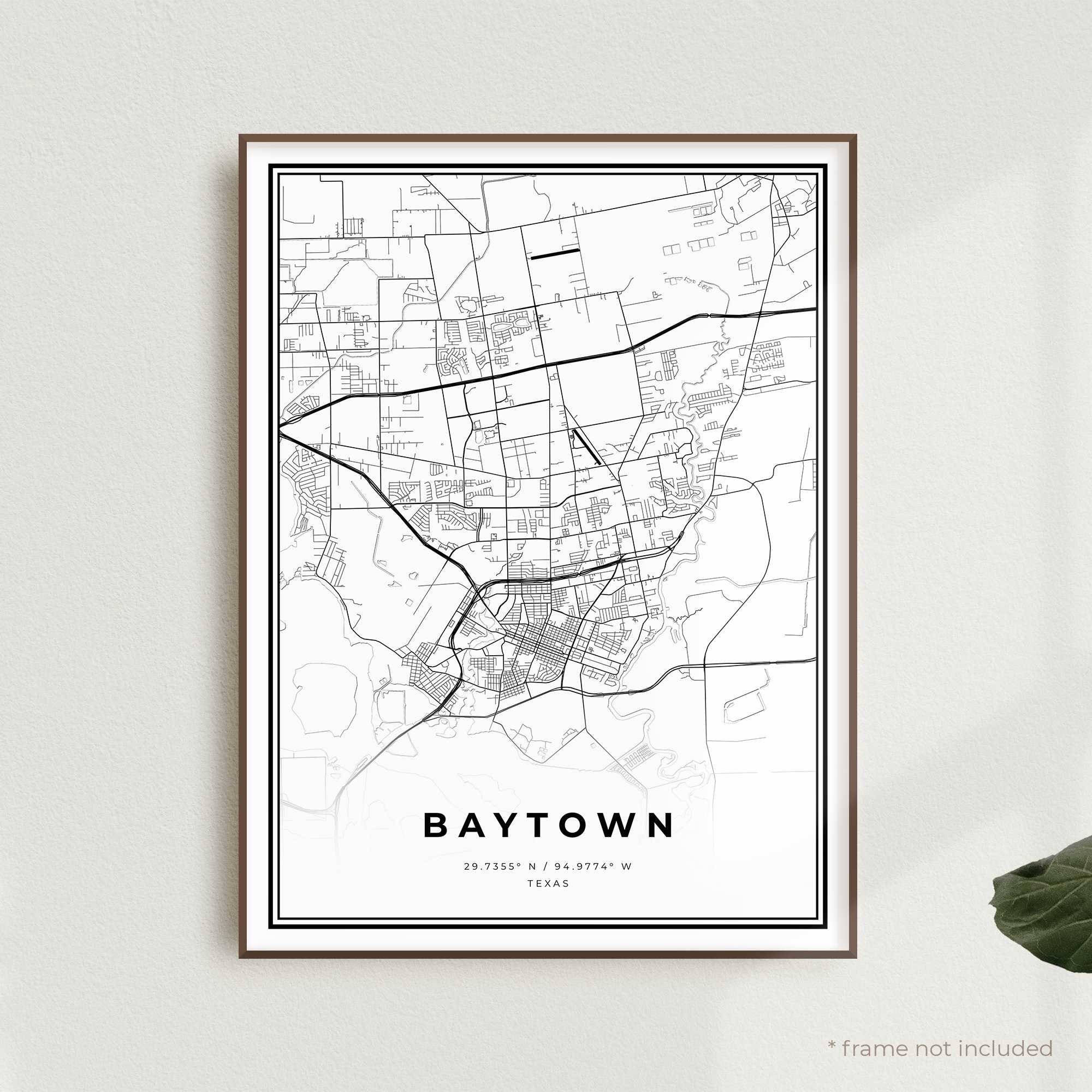Baytown Map Print Baytown Street Map Poster Texas Modern - Etsy