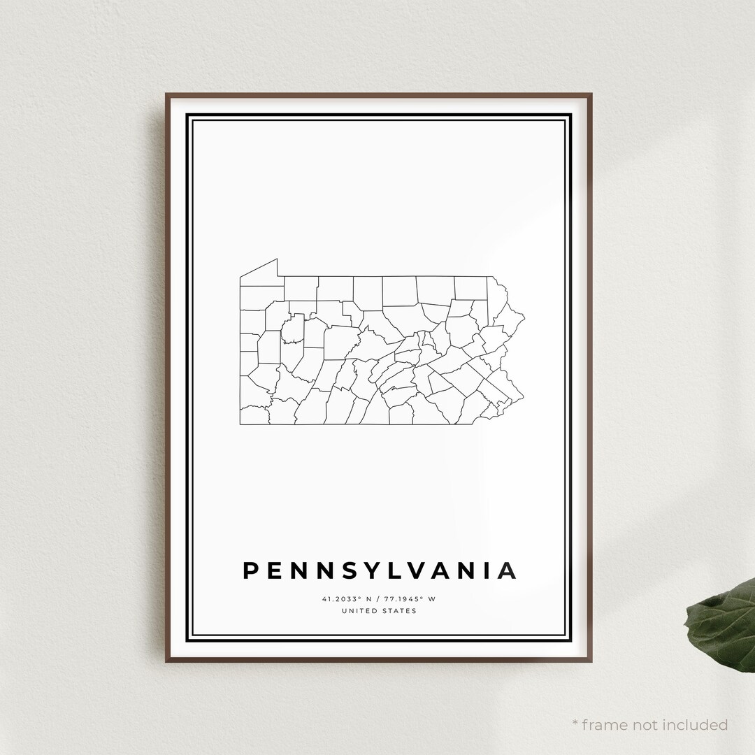 Pennsylvania Map Print, Pennsylvania Street Map Poster, United States ...