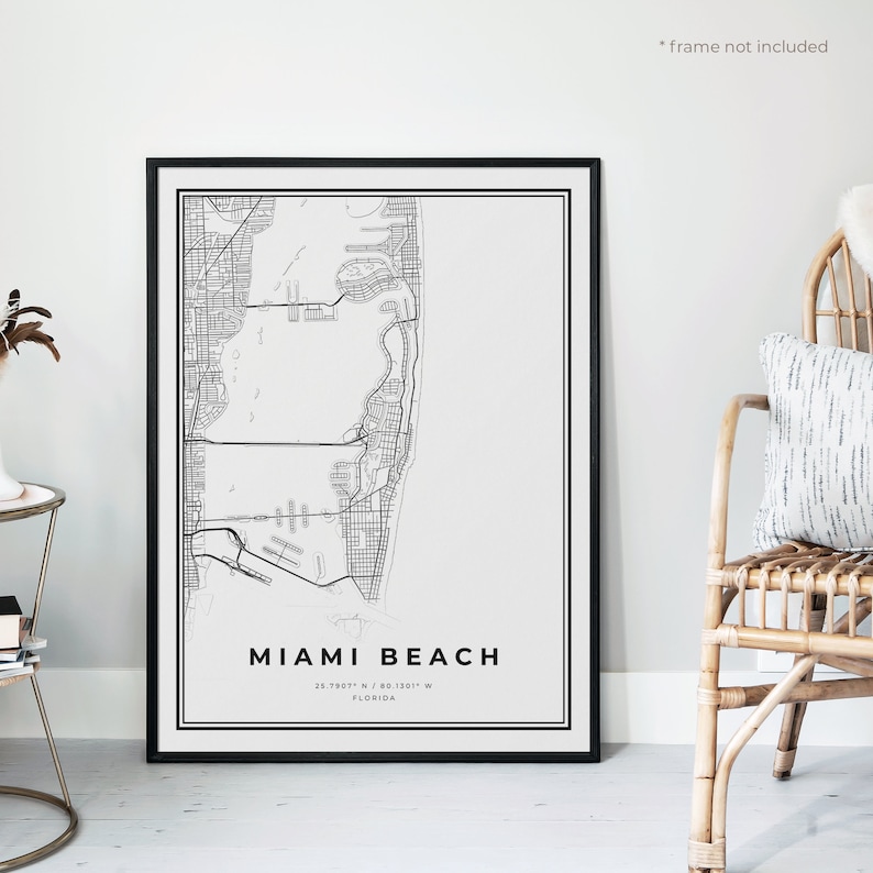 Miami Beach Map Print Miami Beach Street Map Poster Florida - Etsy