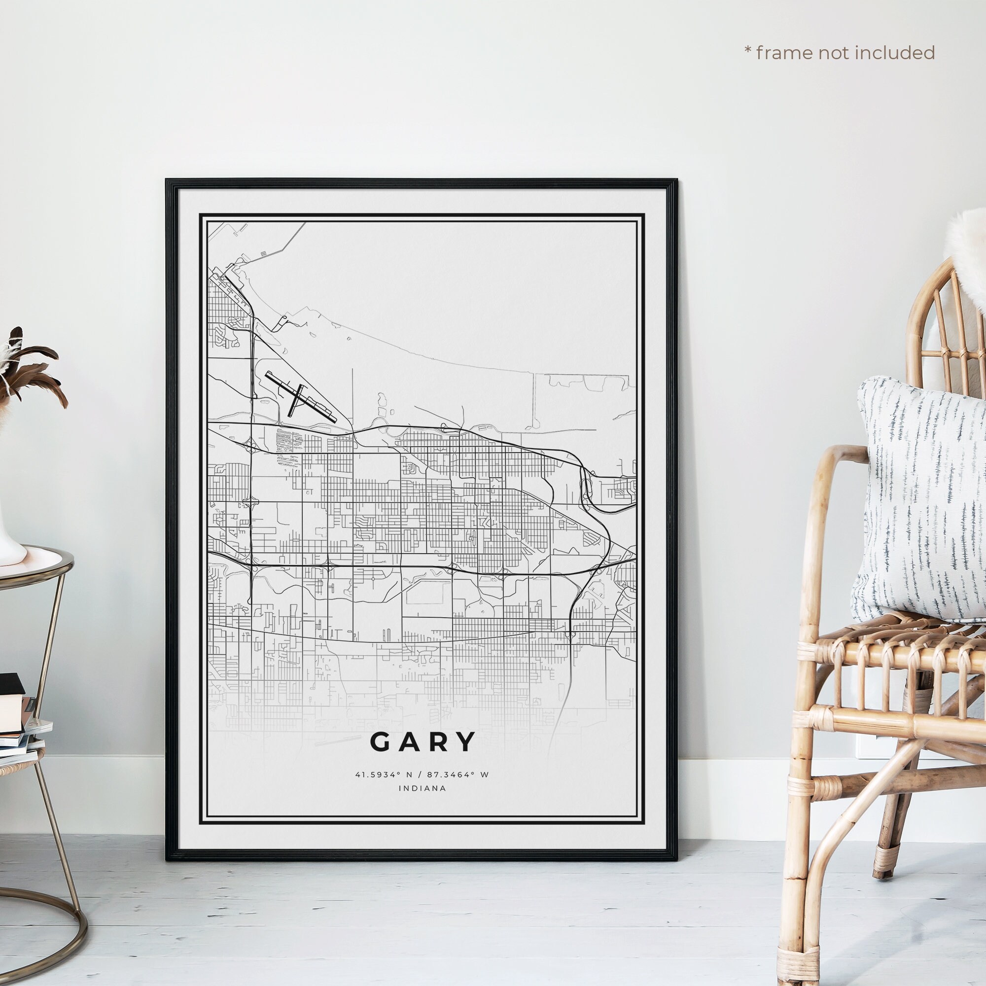 Gary Map Print Gary Street Map Poster Indiana Modern | Etsy
