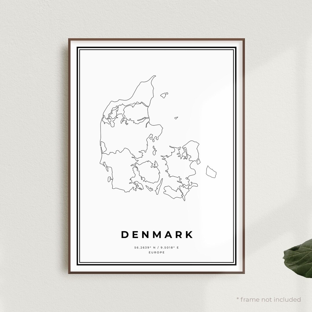 Denmark Map Print, Denmark Street Map Poster, Europe, Modern Minimalist ...