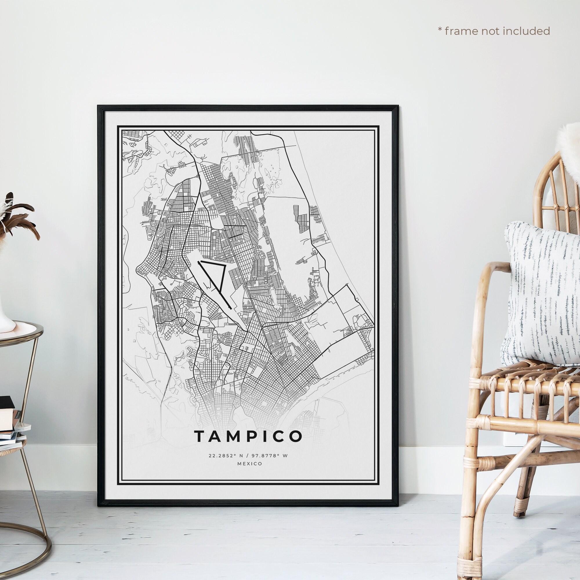 Tampico Map Print Tampico Street Map PosterMexico Modern | Etsy