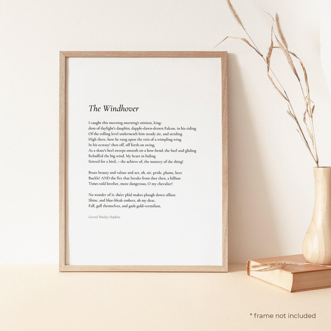 The Windhover by Gerard Manley Hopkins Poem Print - Poetry Print Gift ...