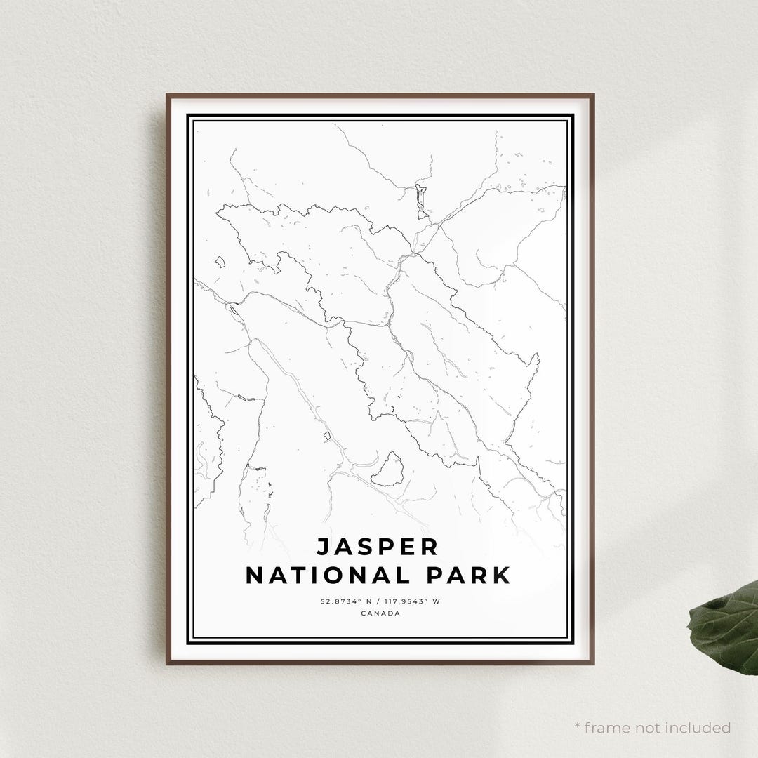 Jasper National Park Map Print, Jasper National Park Street Map Poster ...