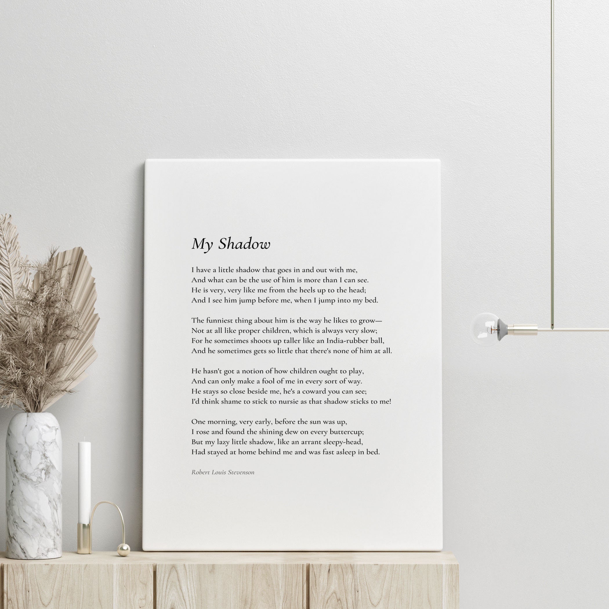 My Shadow by Robert Louis Stevenson Poem Canvas Print Poetry | Etsy