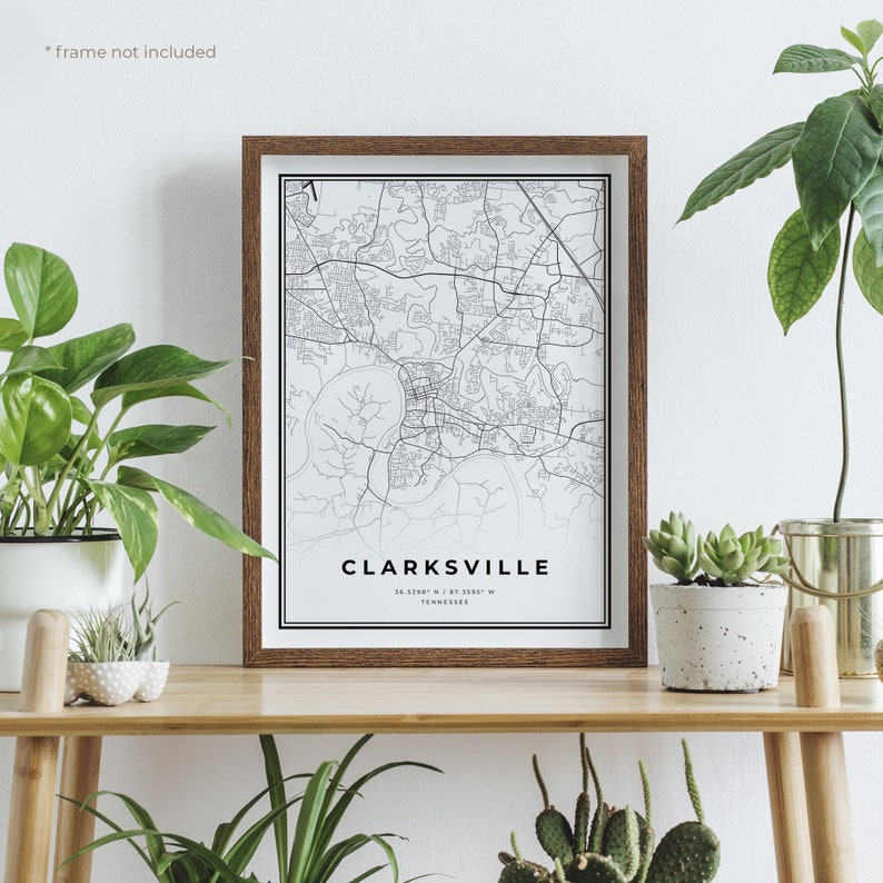 Clarksville Map Print Clarksville Street Map Poster | Etsy