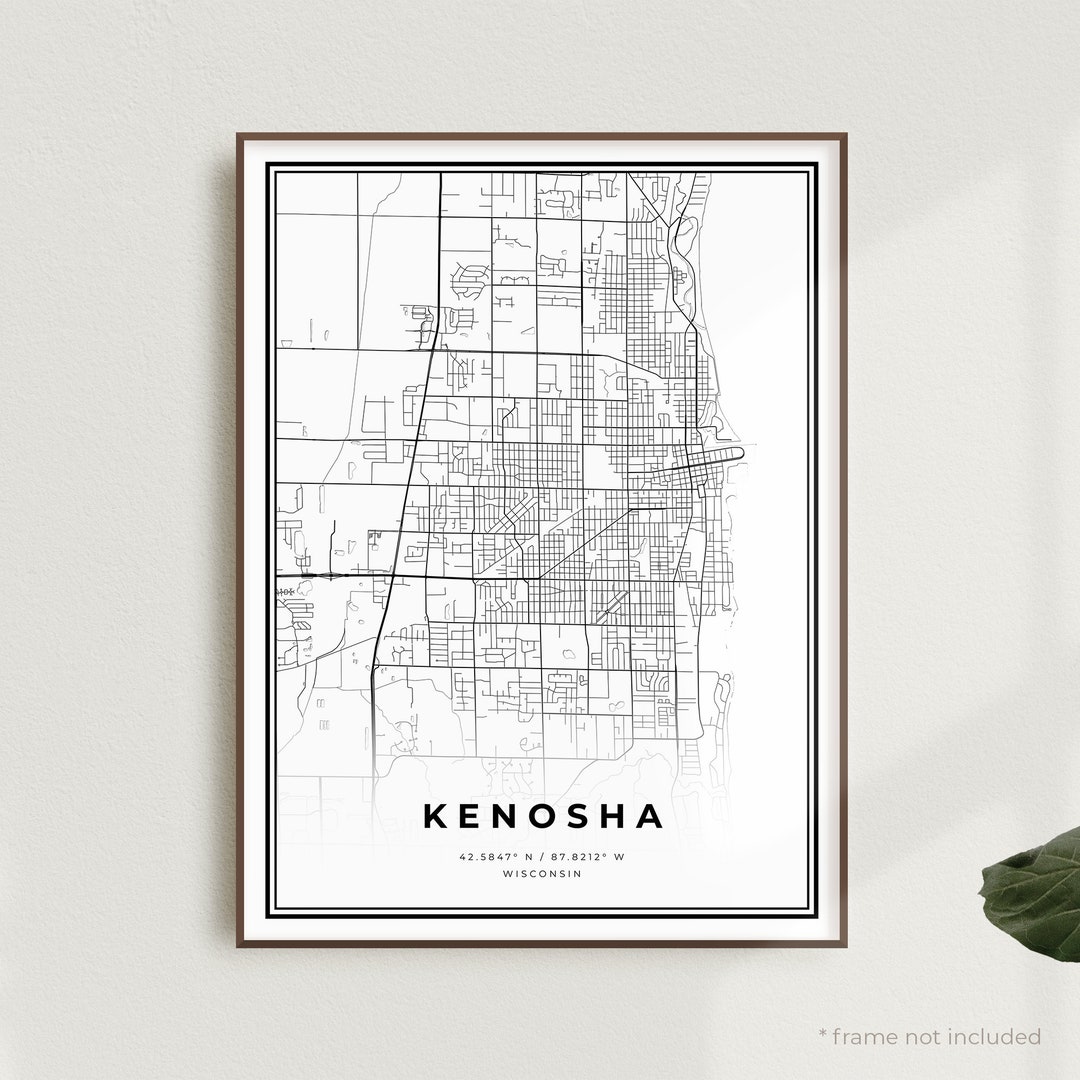 Kenosha Map Print, Kenosha Street Map Poster, Wisconsin, Modern ...