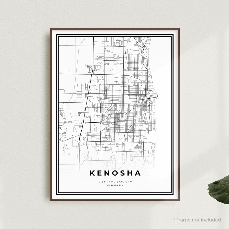 Kenosha Map Print Kenosha Street Map Poster Wisconsin - Etsy