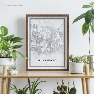 Bulawayo Map Print, Bulawayo Street Map Poster, zimbabwe, Modern ...