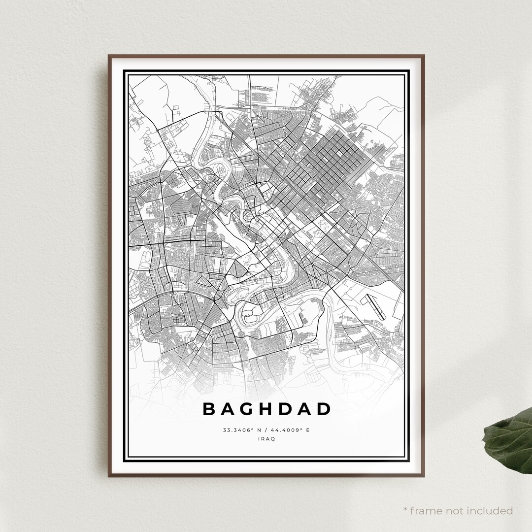 Baghdad Map Print, Baghdad Street Map Poster,iraq, Modern Minimalist ...