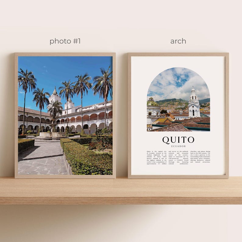 Quito Wall Art Set of 6, Ecuador Travel Prints, City Map and Photo ...