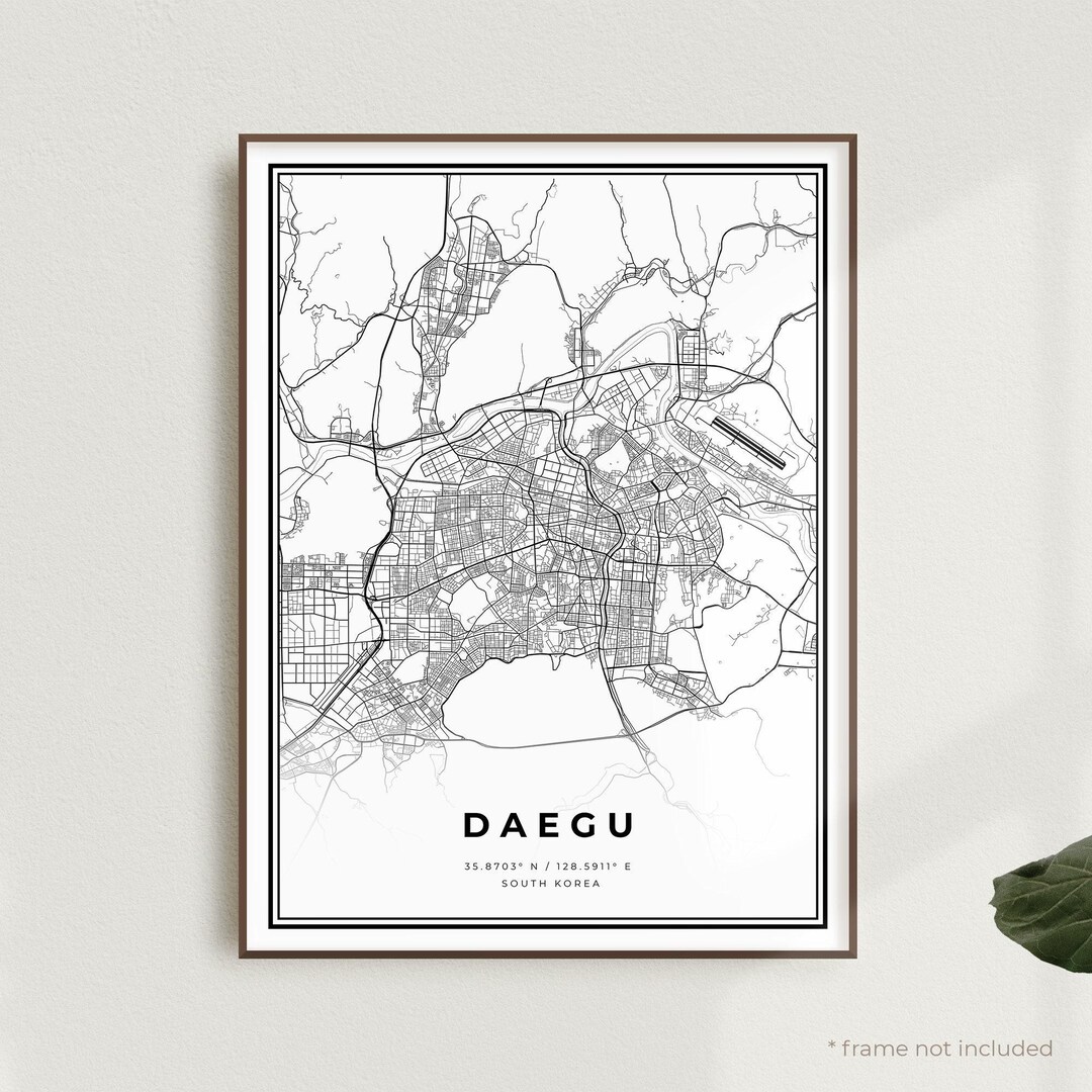 Daegu Map Print, Daegu Street Map Poster, south Korea, Modern ...