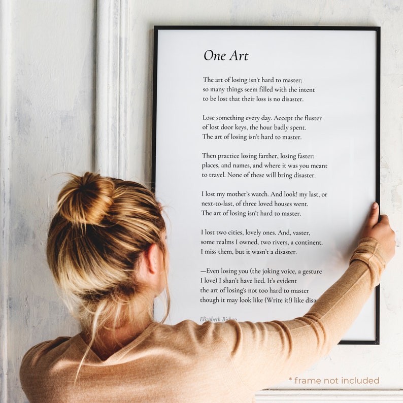 One Art by Elizabeth Bishop Poem Print Poetry Print Gift - Etsy