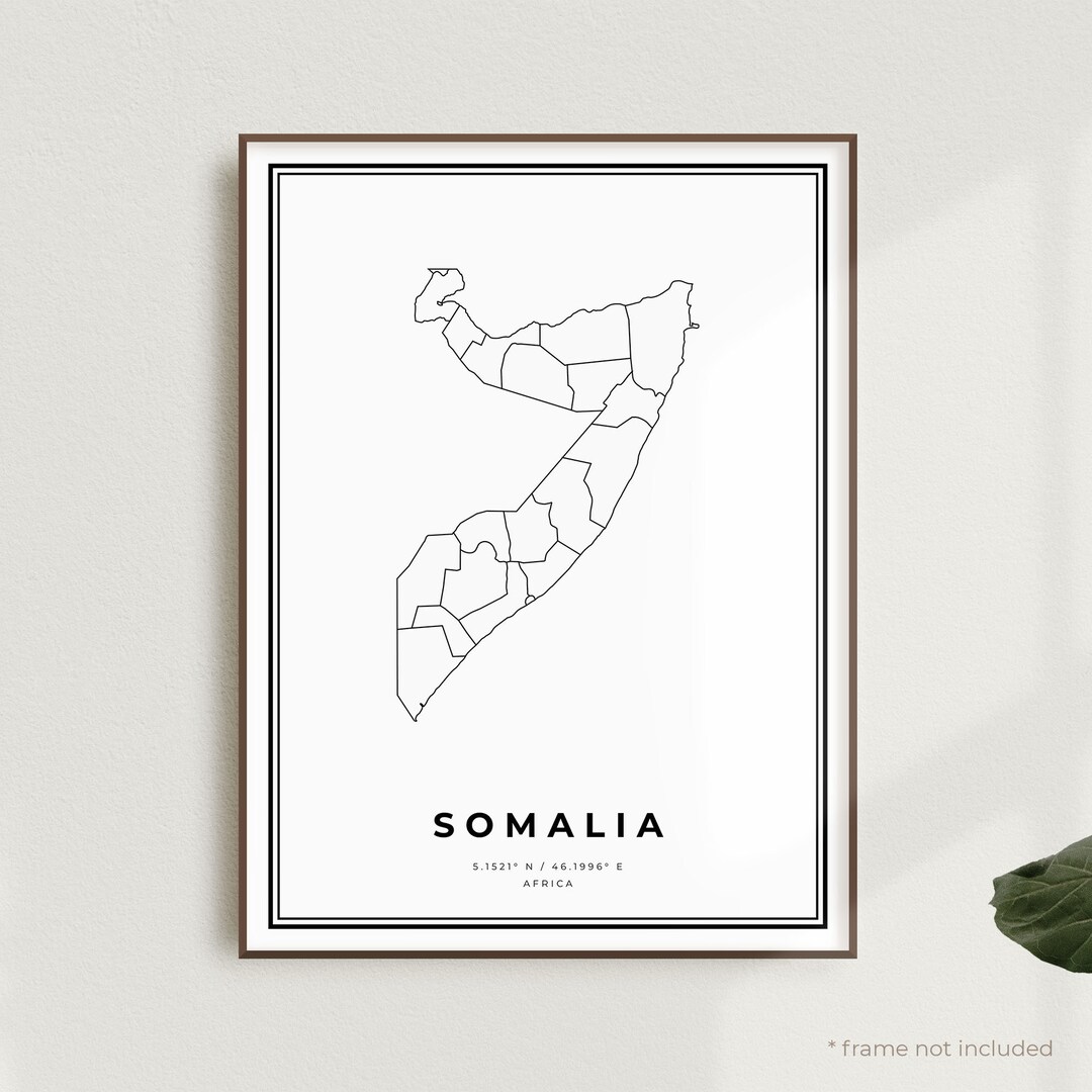 Somalia Map Print, Somalia Street Map Poster, Africa, Modern Minimalist ...