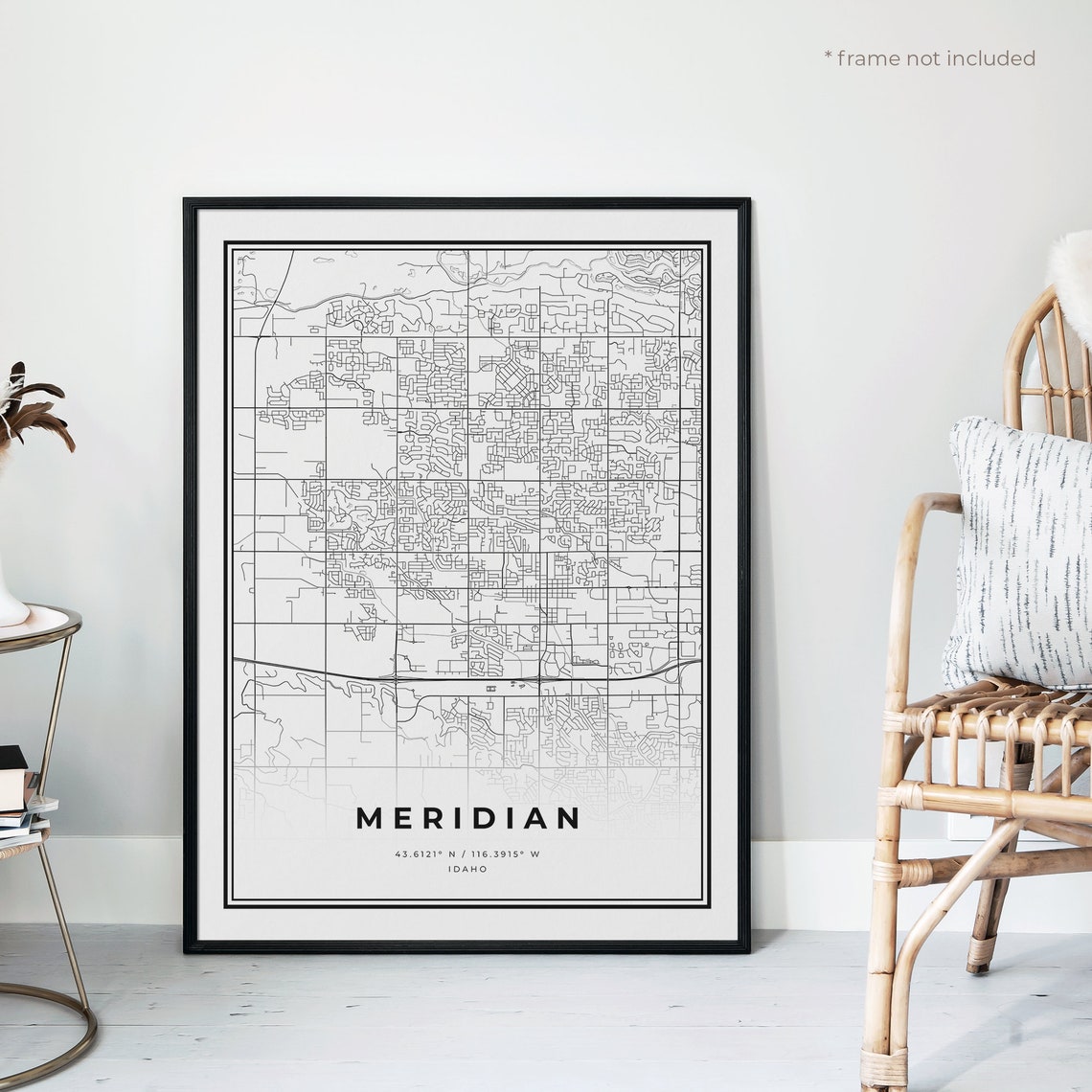 Meridian Map Print Meridian Street Map Poster Idaho Modern - Etsy