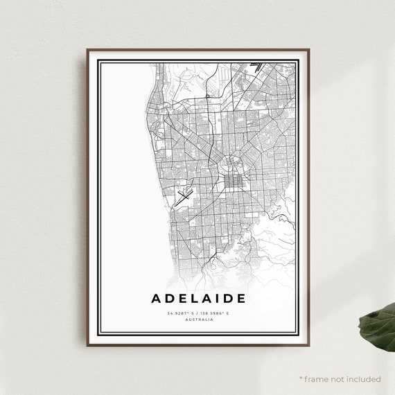 Adelaide Map Print Adelaide Street Map Posteraustralia - Etsy