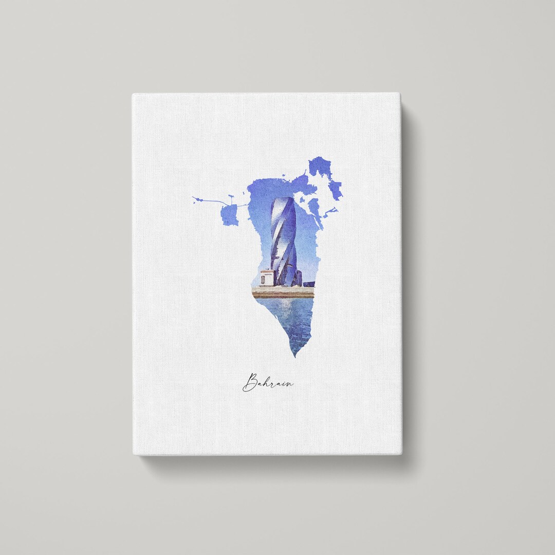 Bahrain Watercolor Map Canvas Print, Bahrain Art Print, Bahrain Wall ...