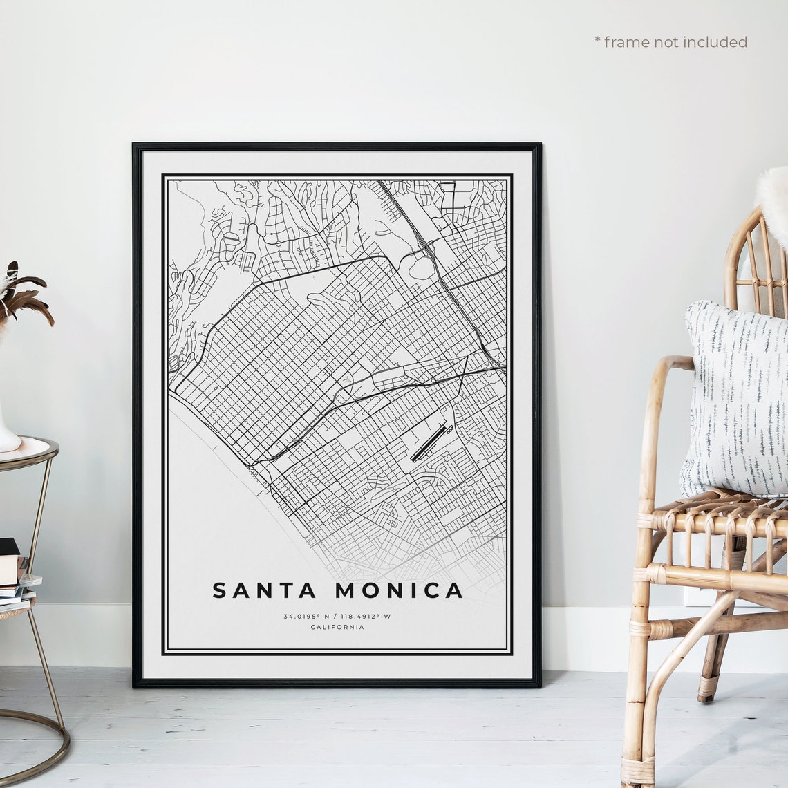 Santa Monica Map Print Santa Monica Street Map California | Etsy
